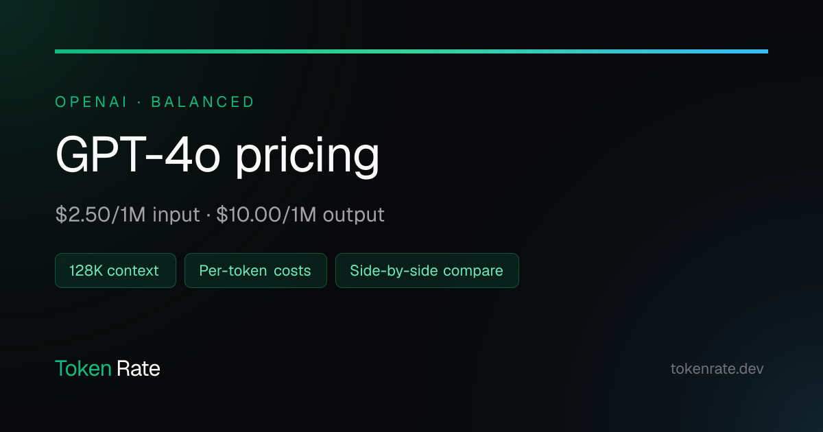 GPT-4o Pricing, Context Window & API Cost | TokenRate